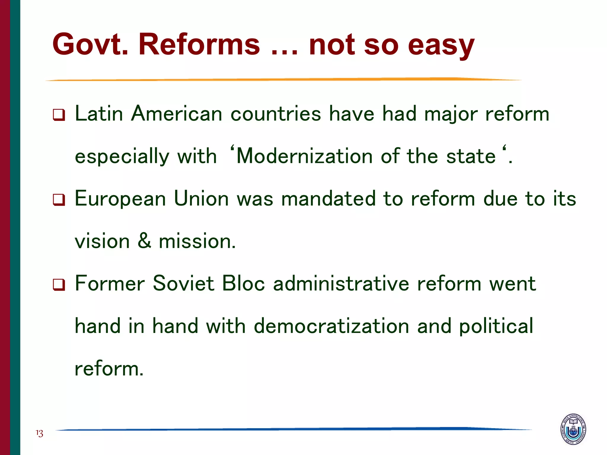 Structural reforms for effective public administration | PPTX