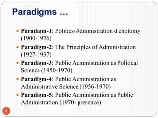 Paradigms of public administration | PPTX