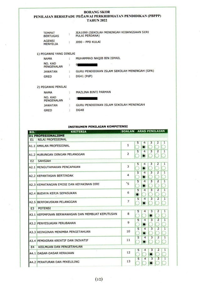 PPGB 2022 CIKGU NAQIB (SMKSPP, JOHOR) - Contoh | PDF