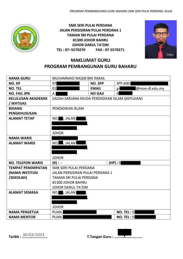 PPGB 2022 CIKGU NAQIB (SMKSPP, JOHOR) - Contoh | PDF