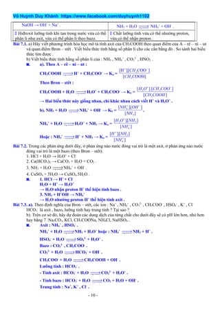 Phương pháp giải bài tập sự điện li | DOC
