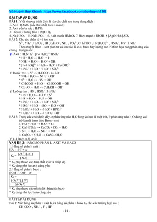 Phương pháp giải bài tập sự điện li | DOC