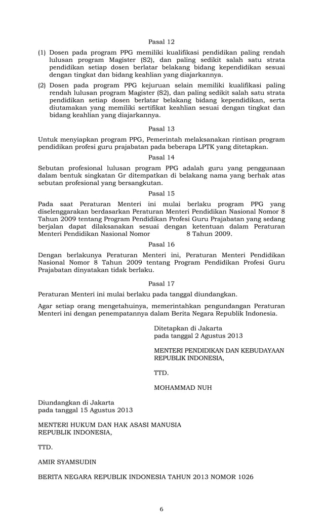 permen tahun 2013 nomor 87 Tentang Program Pendidikan Profesi Guru | PDF