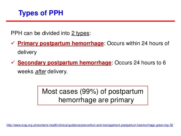 Medical Management ofv Post-partum Hemorrhage (PPH)