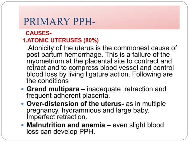 POST PARTUM HEMORRHAGE(PPH) | PPTX | Pregnancy | Reproductive Health