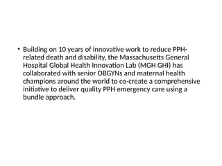 Postpartum hemorrhage Emergency bundle care. | PPTX | First Aid | Injuries