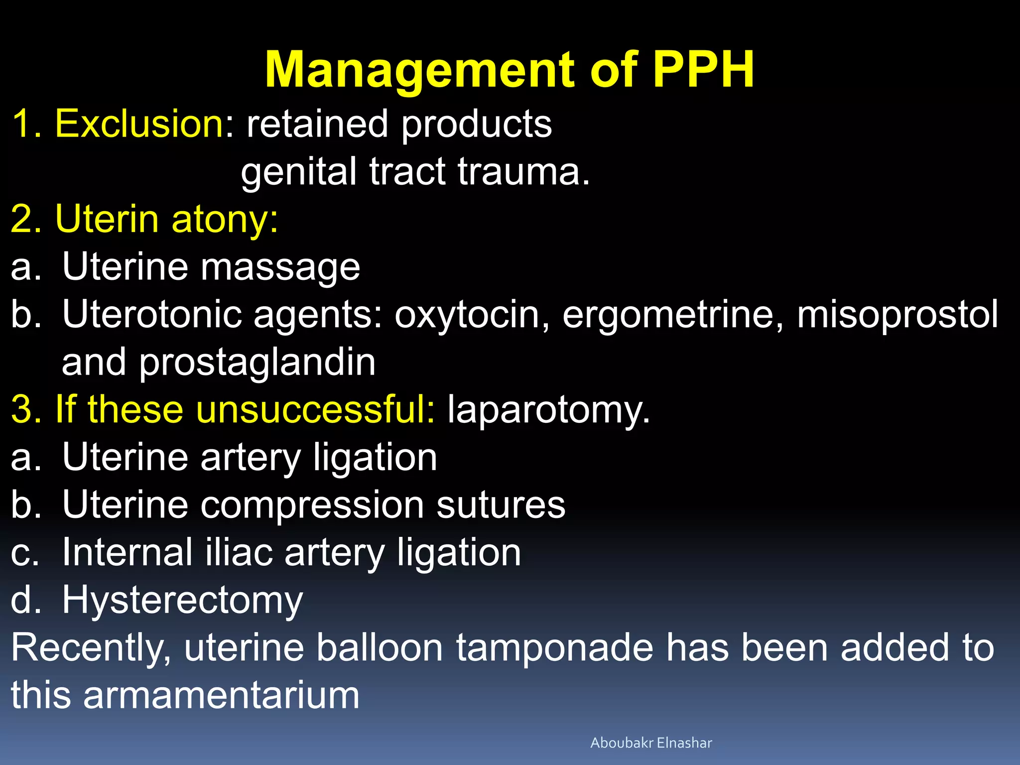 Baloon tamponade in management of postpartum haemorrhage | PDF