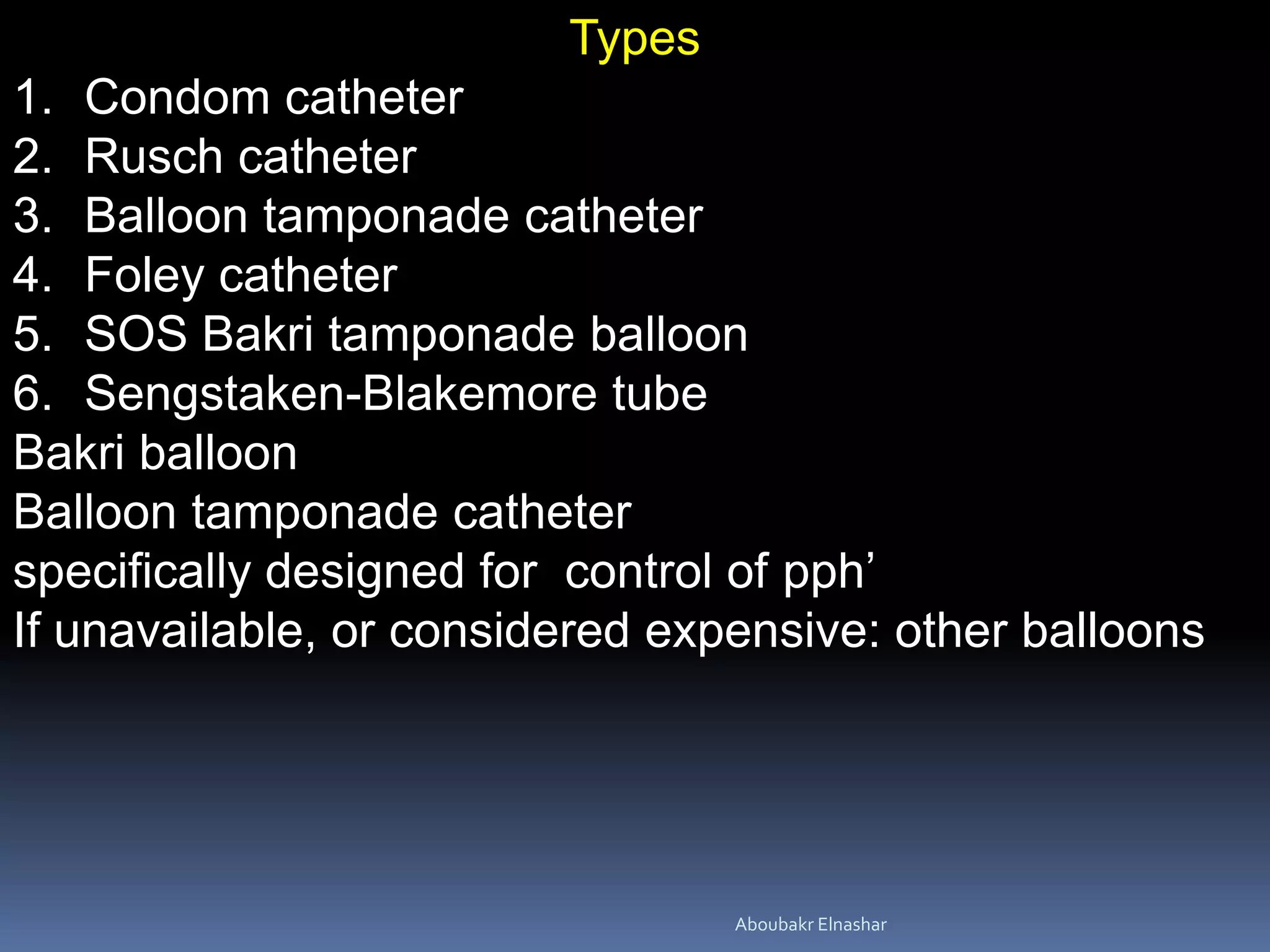 Baloon tamponade in management of postpartum haemorrhage | PDF