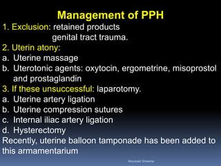 Baloon tamponade in management of postpartum haemorrhage | PDF
