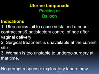 Baloon tamponade in management of postpartum haemorrhage | PDF