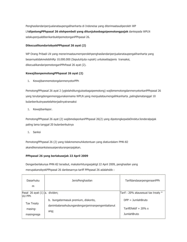 Pph pasal 26 atas penghasilan | DOCX