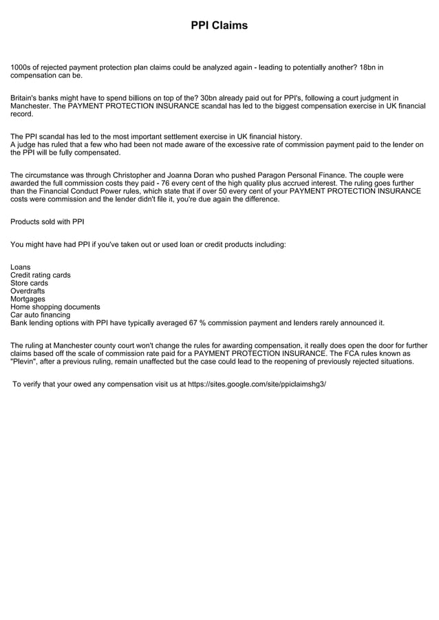 PPI Claims | PDF