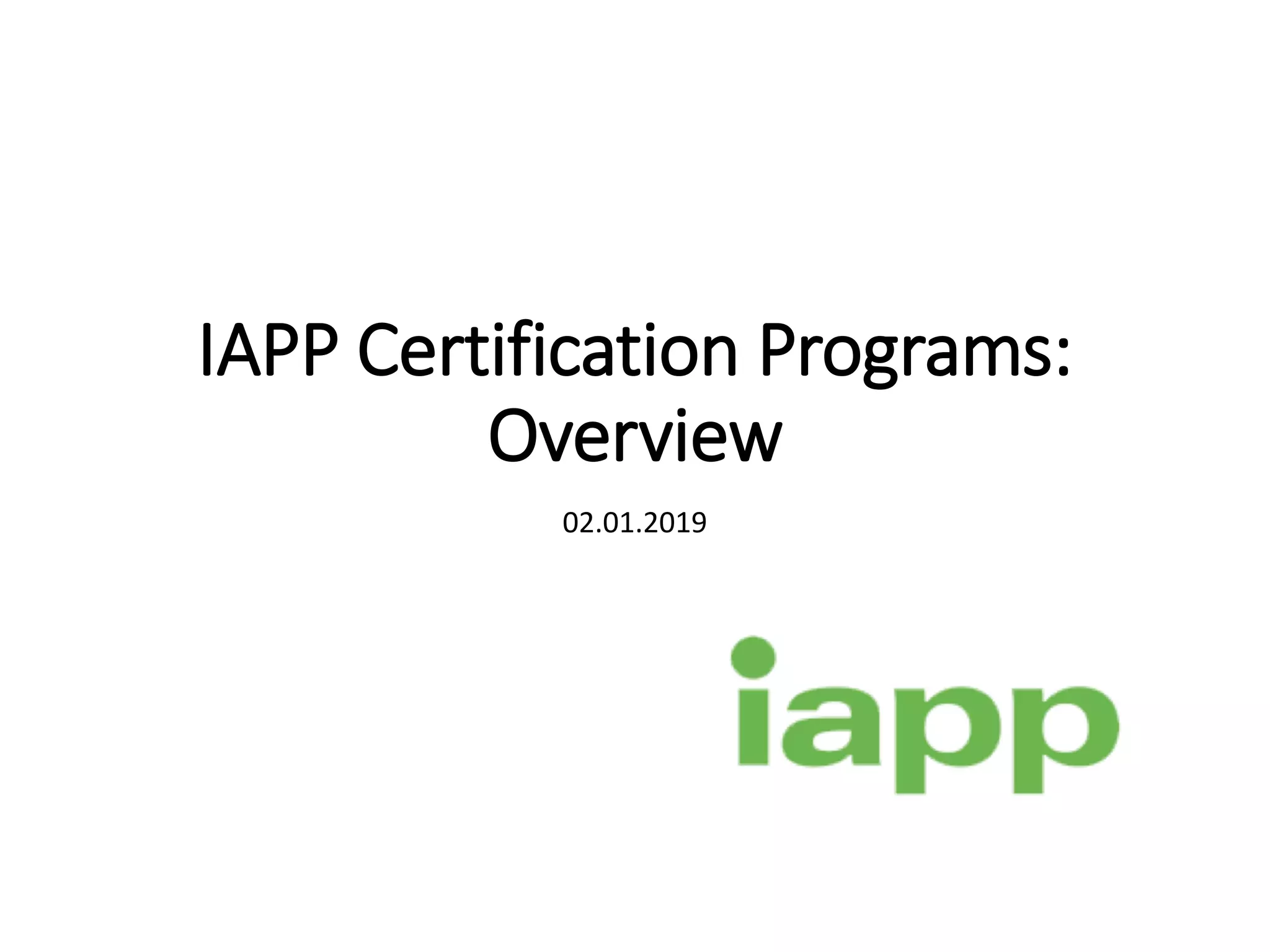 IAPP certification programs overview | PPT