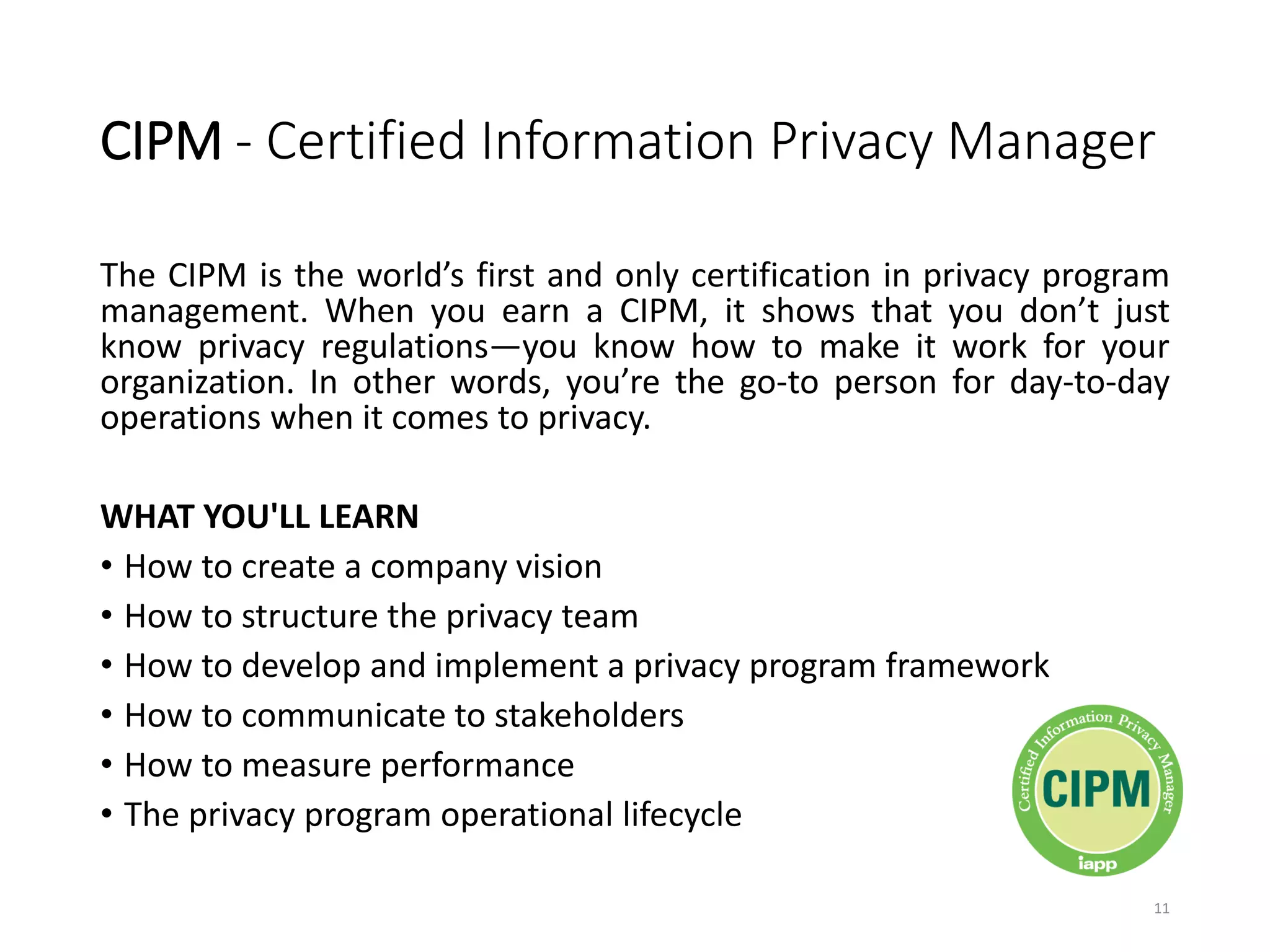 IAPP certification programs overview | PPT