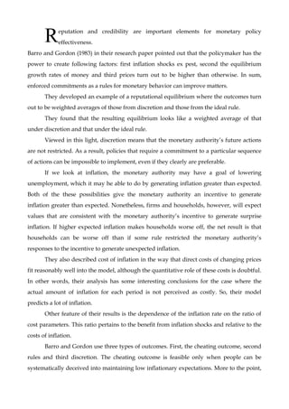 Barro, Robert and David B. Gordon, Rules, Discretion and Reputation in ...