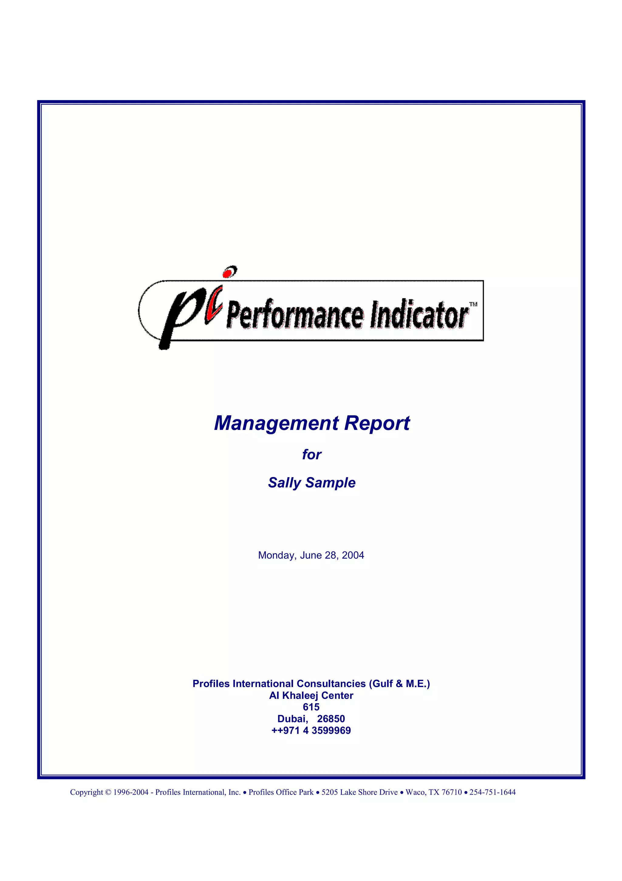 Ppi Sample Report Management Rep | PDF