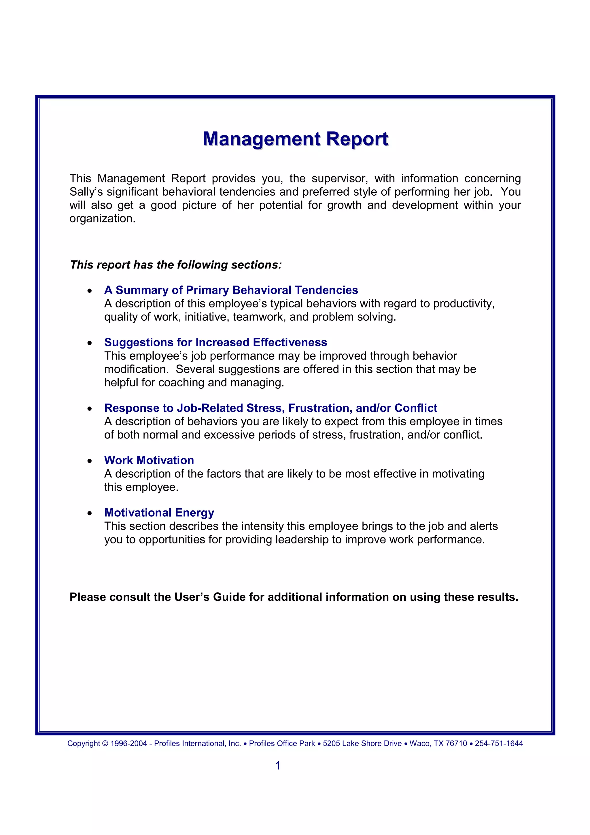 Ppi Sample Report Management Rep | PDF