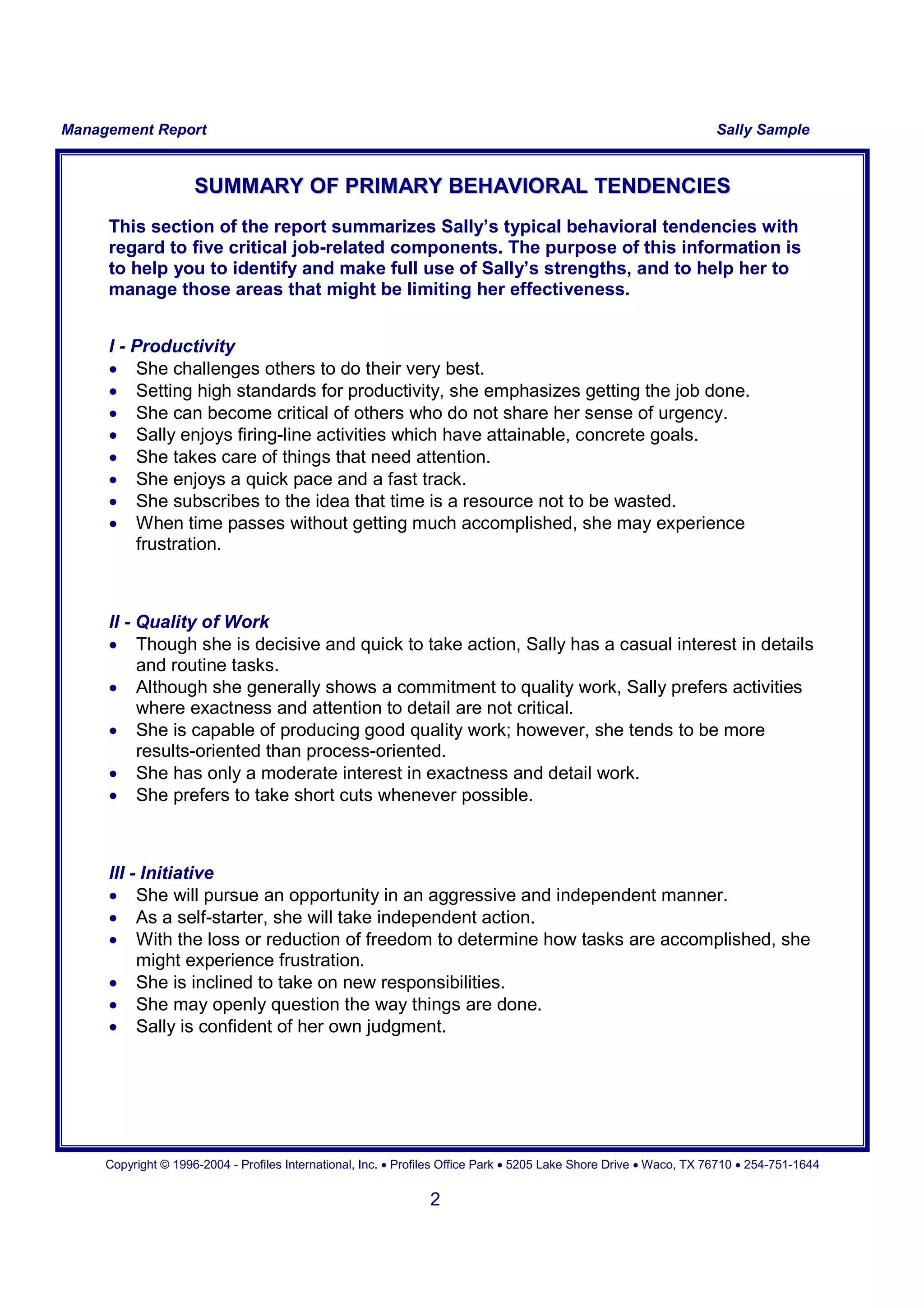 Ppi Sample Report Management Rep | PDF