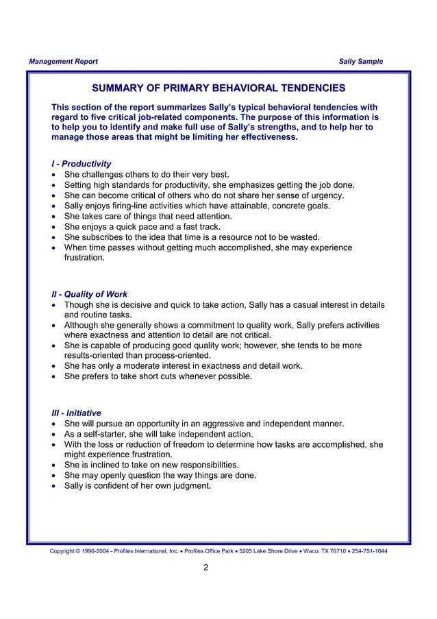 Ppi Sample Report Management Rep | PDF