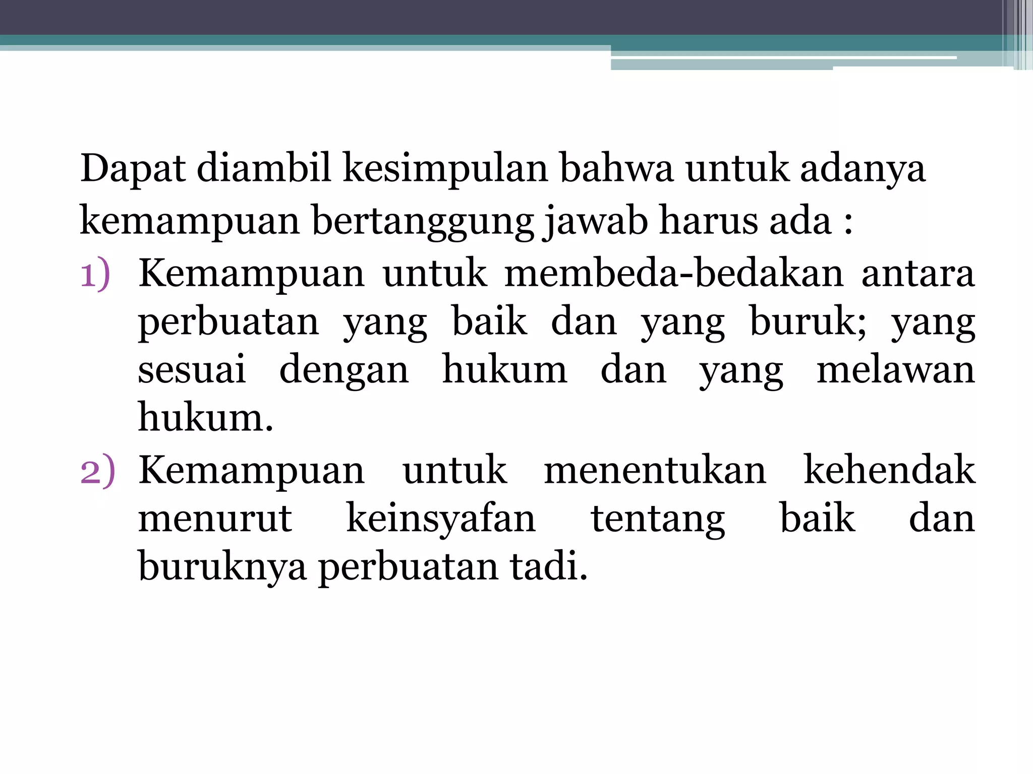 Materi Hukum Pidana tentang Kemampuan Bertanggung Jawab | PPTX