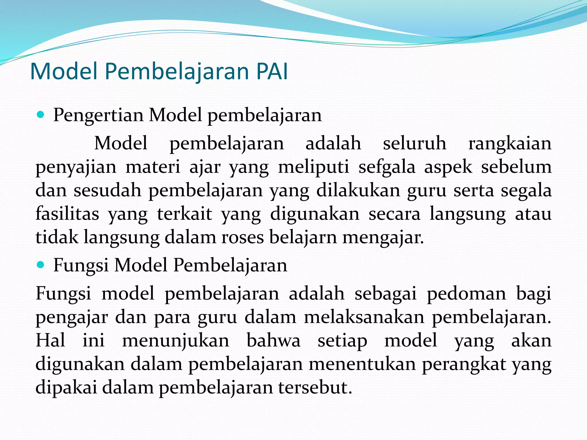 MODEL PEMBELAJARAN PAI | PPTX