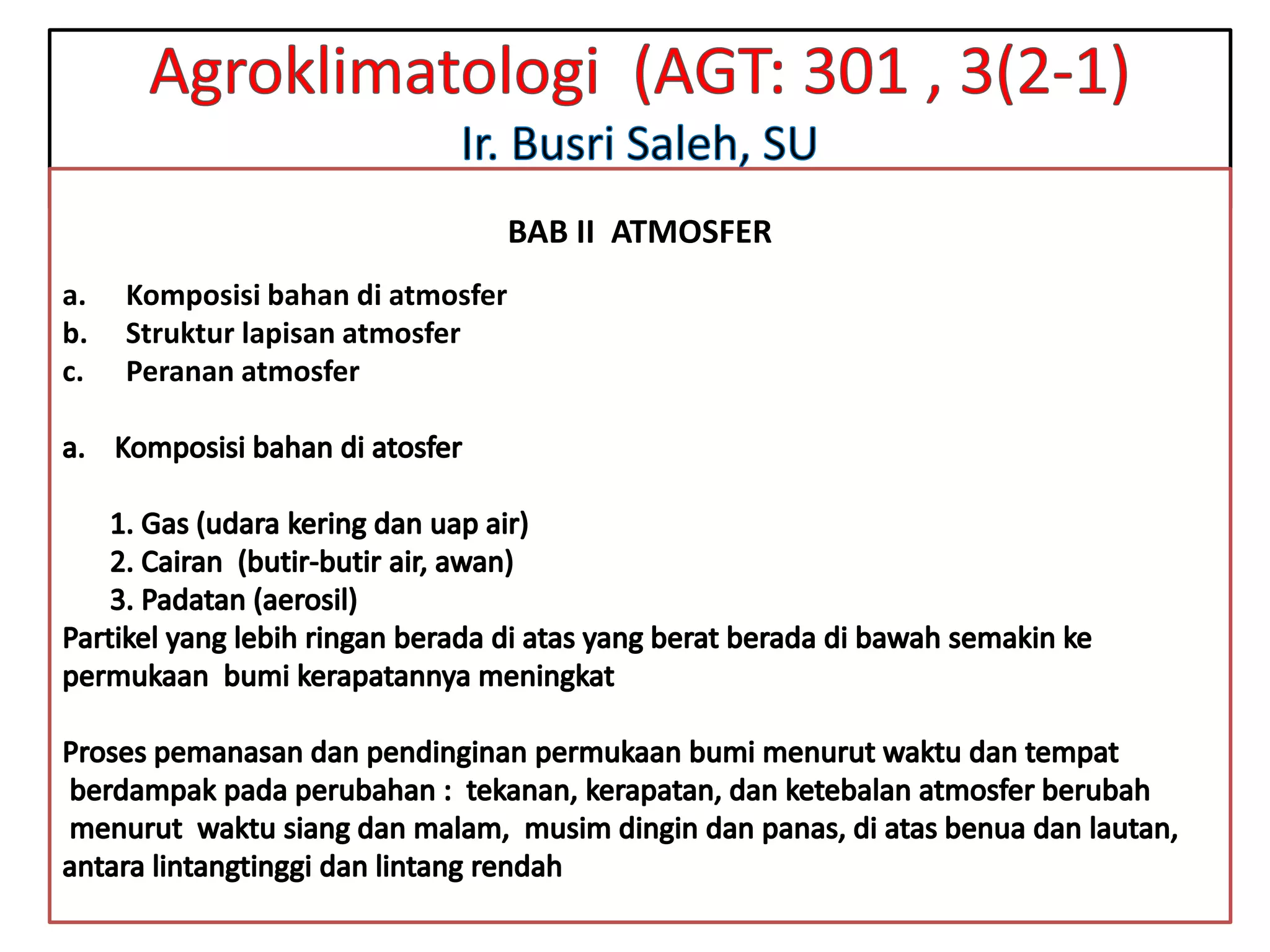 PPT Agroklimat bab II atmosfer | PPTX