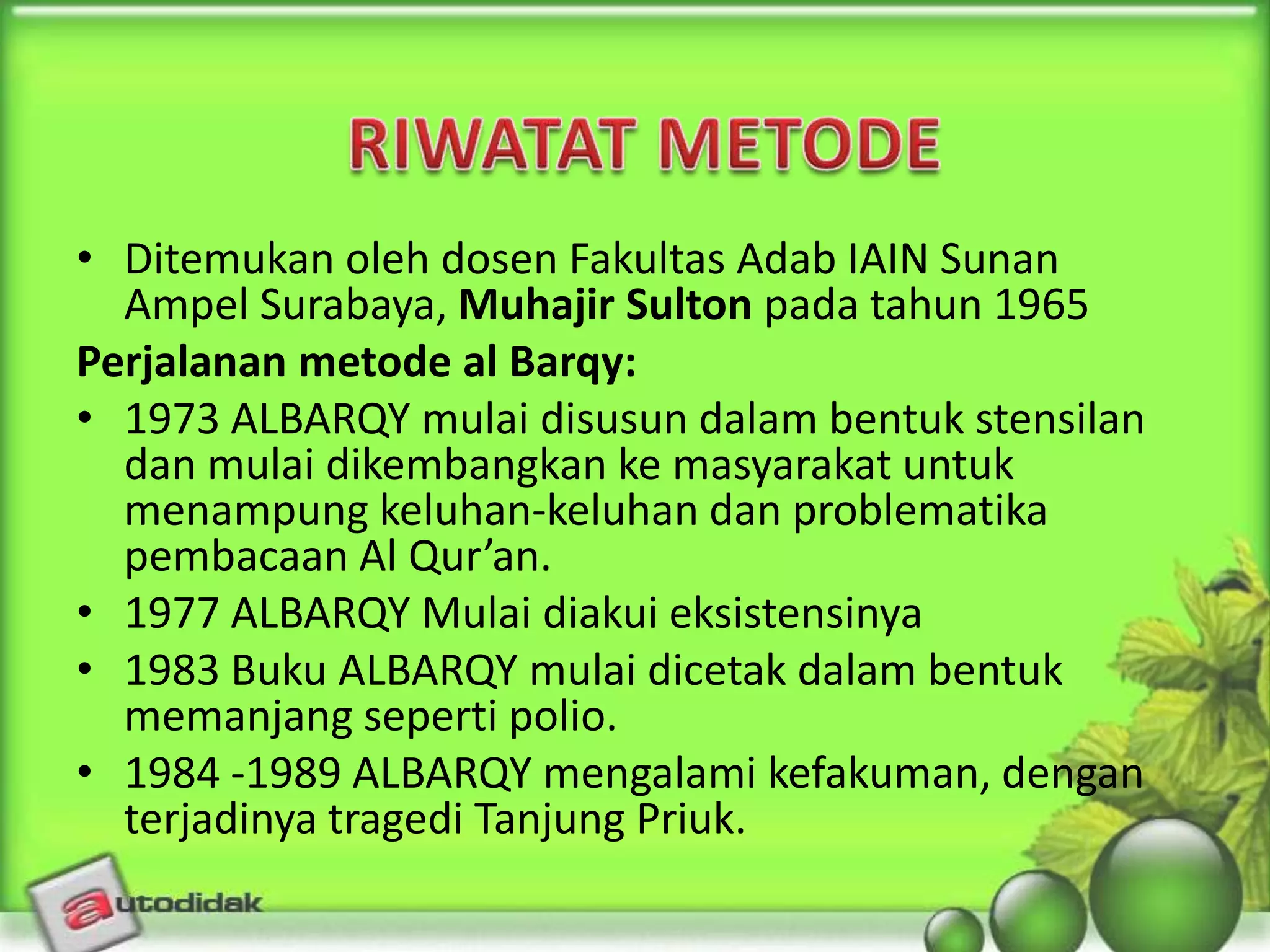 metode baca tulis Al-Quran (Al Barqy) | PPTX