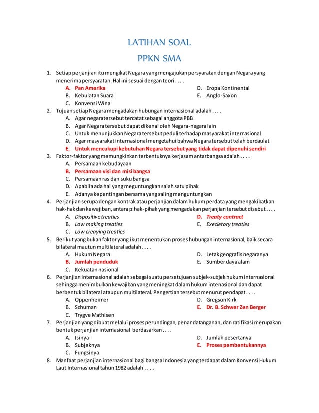 LATIHAN SOAL PPKN SMA | DOCX