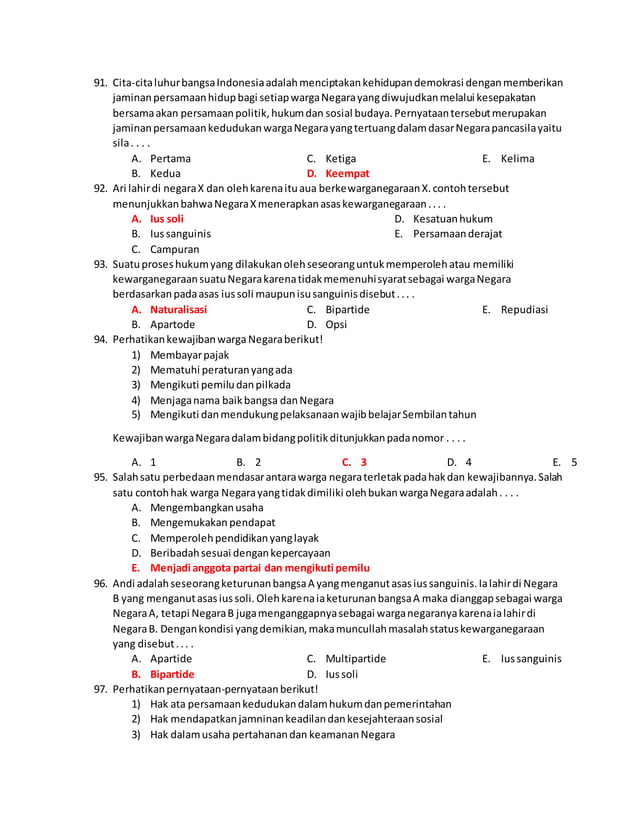 LATIHAN SOAL PPKN SMA | DOCX