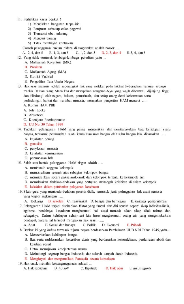 Ppkn us 2020 + answer | PDF