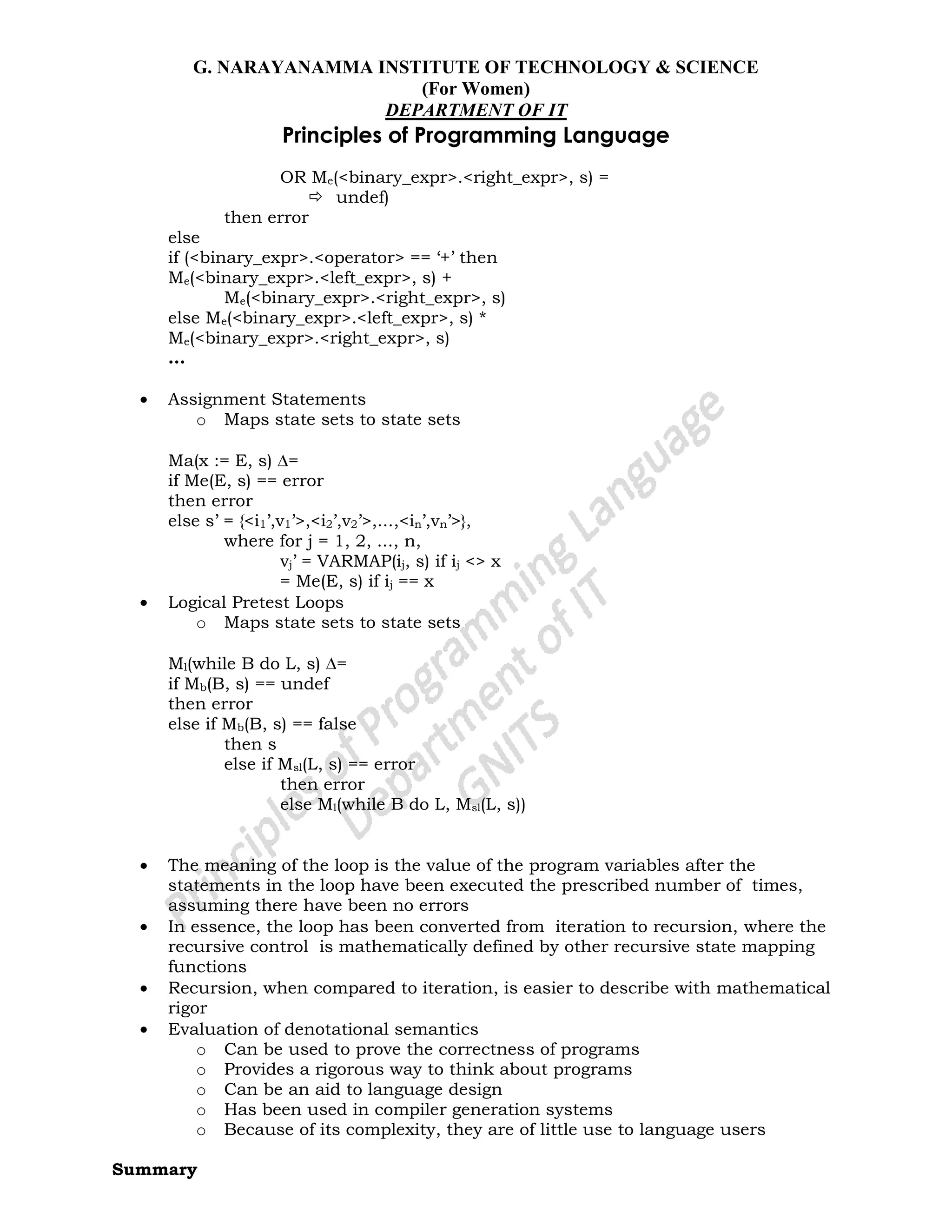 Principles Of Programming Languages Detail Notes Pdf Programming Languages Computing