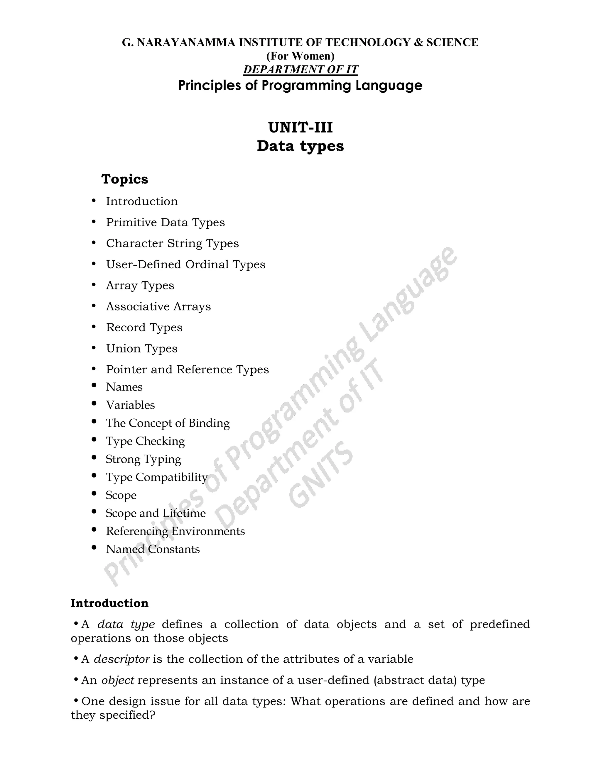 Principles Of Programming Languages Detail Notes Pdf Programming