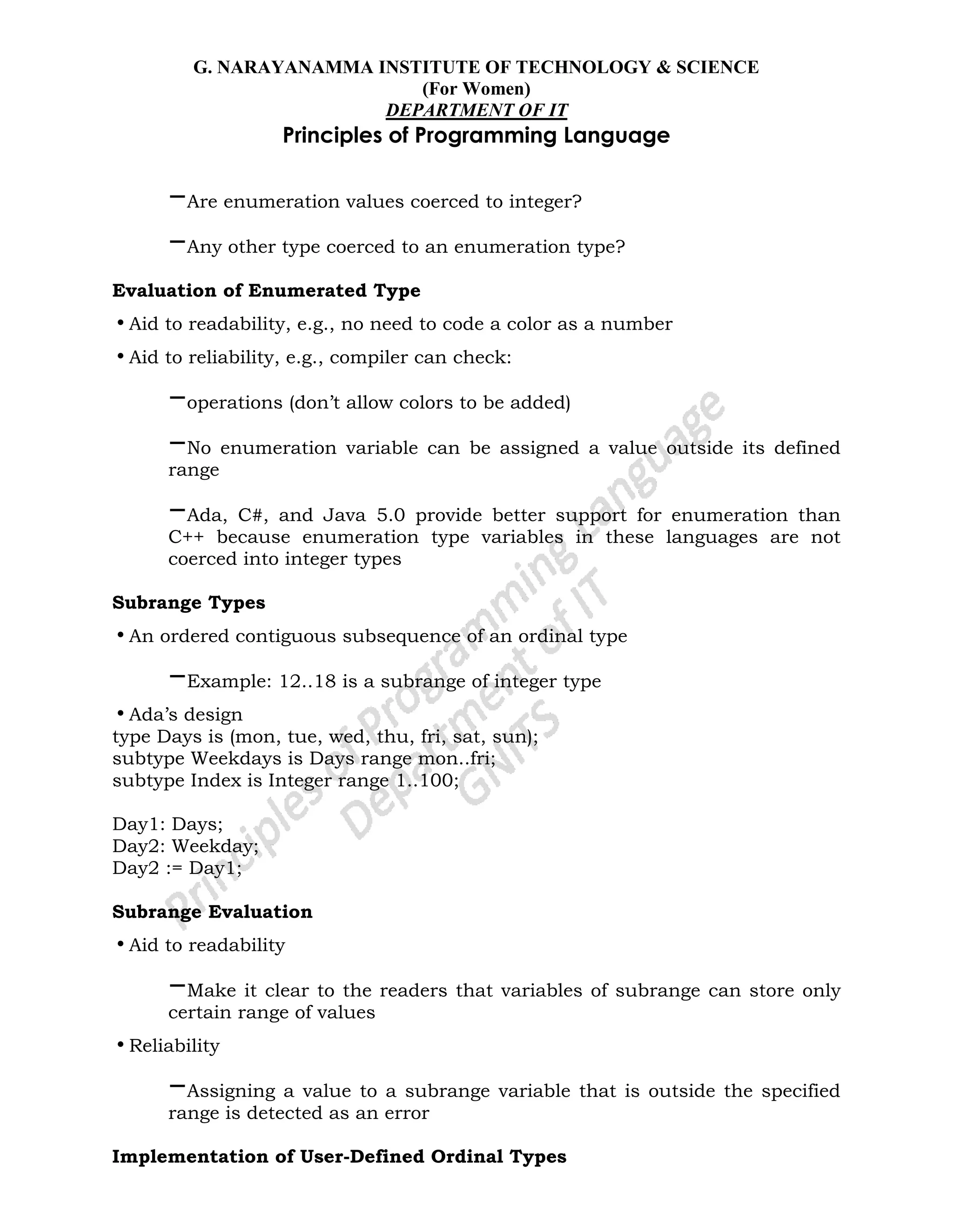 Principles Of Programming Languages Detail Notes Pdf Programming Languages Computing