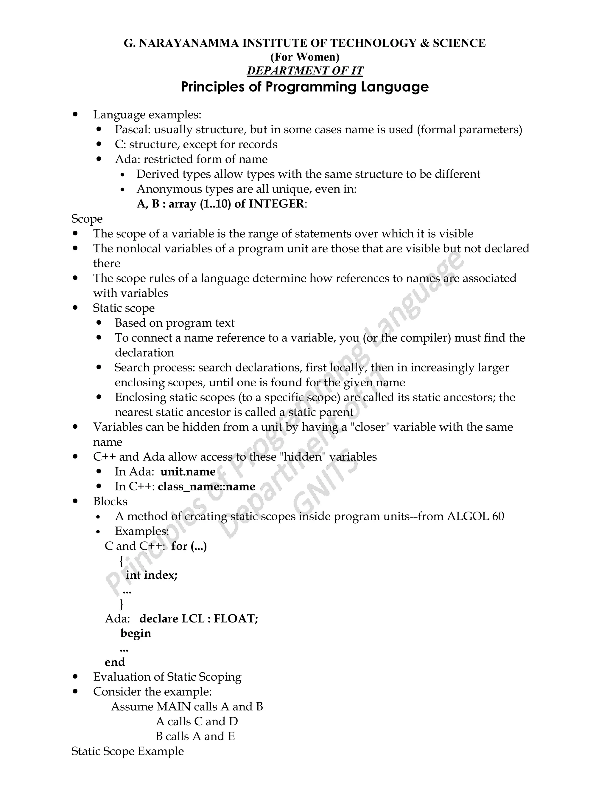 Principles of programming languages. Detail notes | PDF