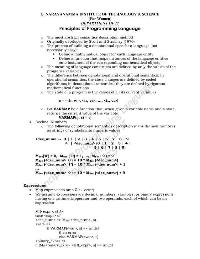 Principles Of Programming Languages Detail Notes Pdf Programming Languages Computing