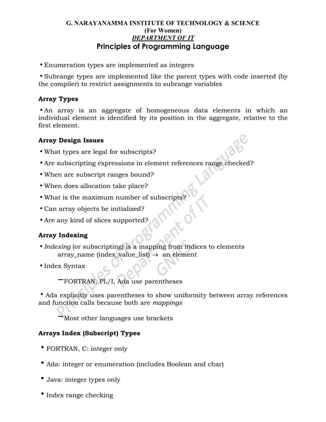 Principles Of Programming Languages Detail Notes Pdf Programming Languages Computing