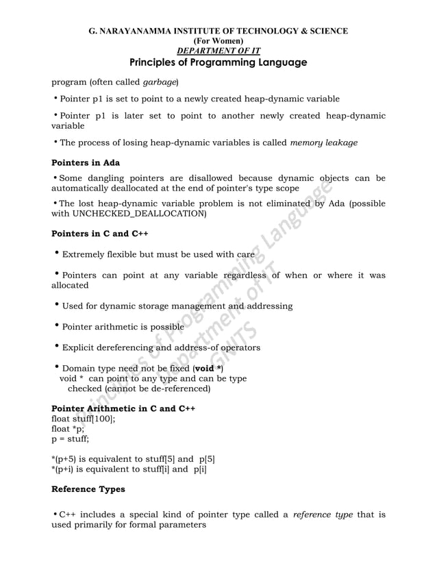 Principles Of Programming Languages Detail Notes Pdf Programming