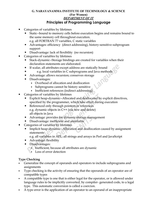 Principles of programming languages. Detail notes | PDF | Programming ...