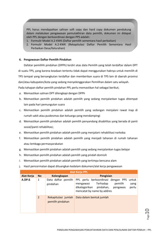 Ppl panduan pengawasan pemutakhiran data dan penyusunan daftar pemilih | PDF