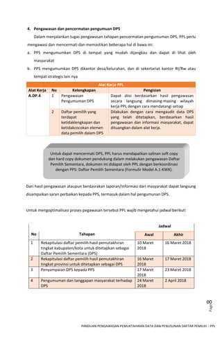 Ppl panduan pengawasan pemutakhiran data dan penyusunan daftar pemilih | PDF