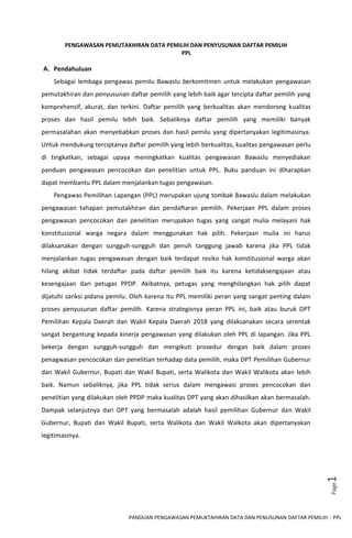 Ppl panduan pengawasan pemutakhiran data dan penyusunan daftar pemilih | PDF