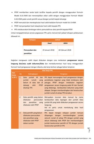 Ppl panduan pengawasan pemutakhiran data dan penyusunan daftar pemilih | PDF