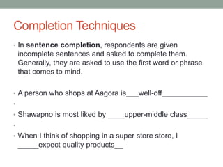 Exploratory and descriptive research : Projective techniques | PPT