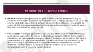 engagement of labors and labor & other construction related laws | PPTX