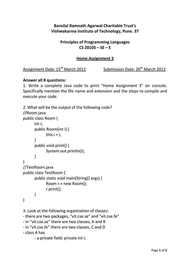 Ppl home assignment_unit3 | PDF
