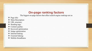 Enhancing Search Engine Visibility through Page Ranking Factors | PPT