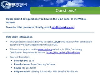 Getting Started with PPM Benefits Realization | PDF