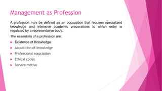 Principles & Practice of Management - Nature - Arts, Science | PPTX