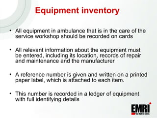 Planned Preventive Ambulance Medical Equipment Maintenance | PPT