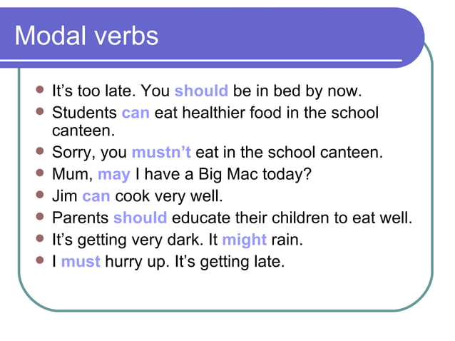 Pp modal verbs | PPT | Food & Drink